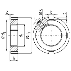 Nutmuttern MN 1804K mit integrierter Sicherung, Stahl brüniert